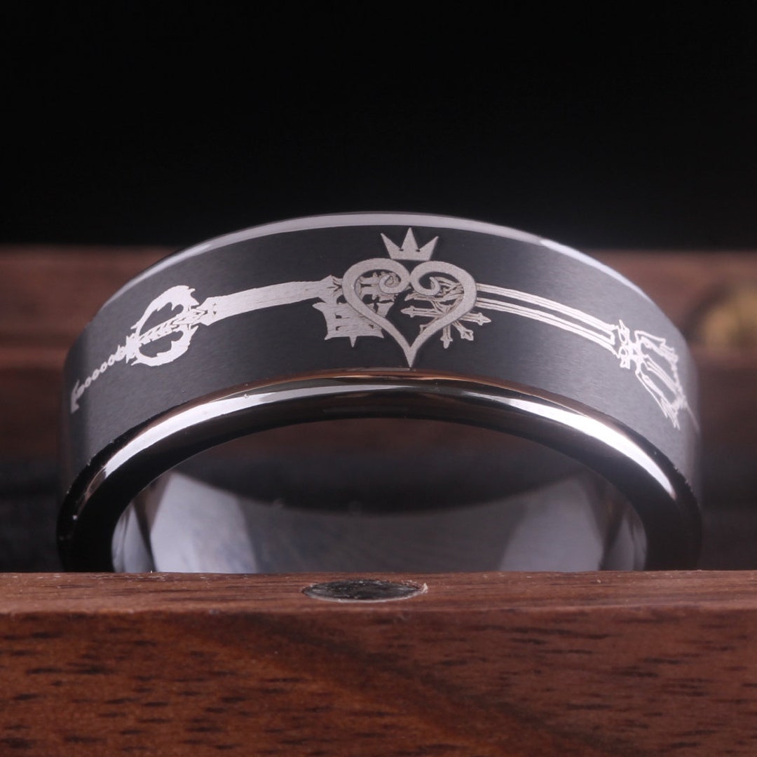 Black Tungsten Wedding Band Kingdom Hearts Ring Oathkeeper Oblivion ...