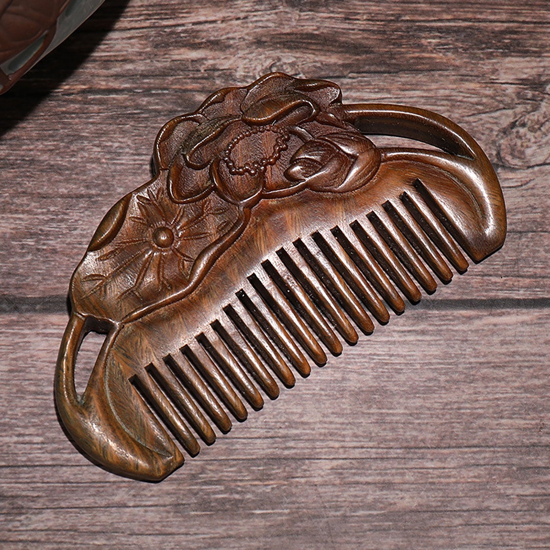 Handmade Seamless Natural Wood Massage Comb, Anti Static Pocket Wooden ...