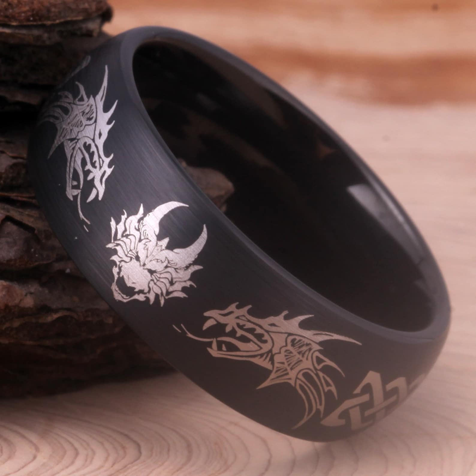 Dragon Black Tungsten Wedding Ring Dragon Jewelry Celtic - Etsy