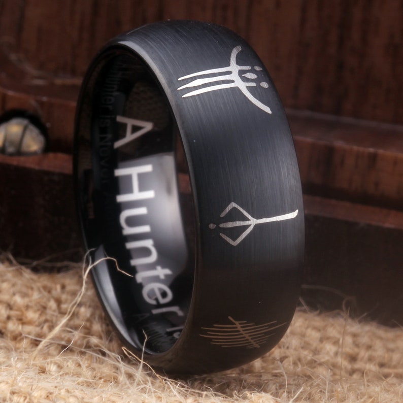 Black Wedding Game Ring Blood Borne Hunter Runes Tungsten Ring A Hunter ...
