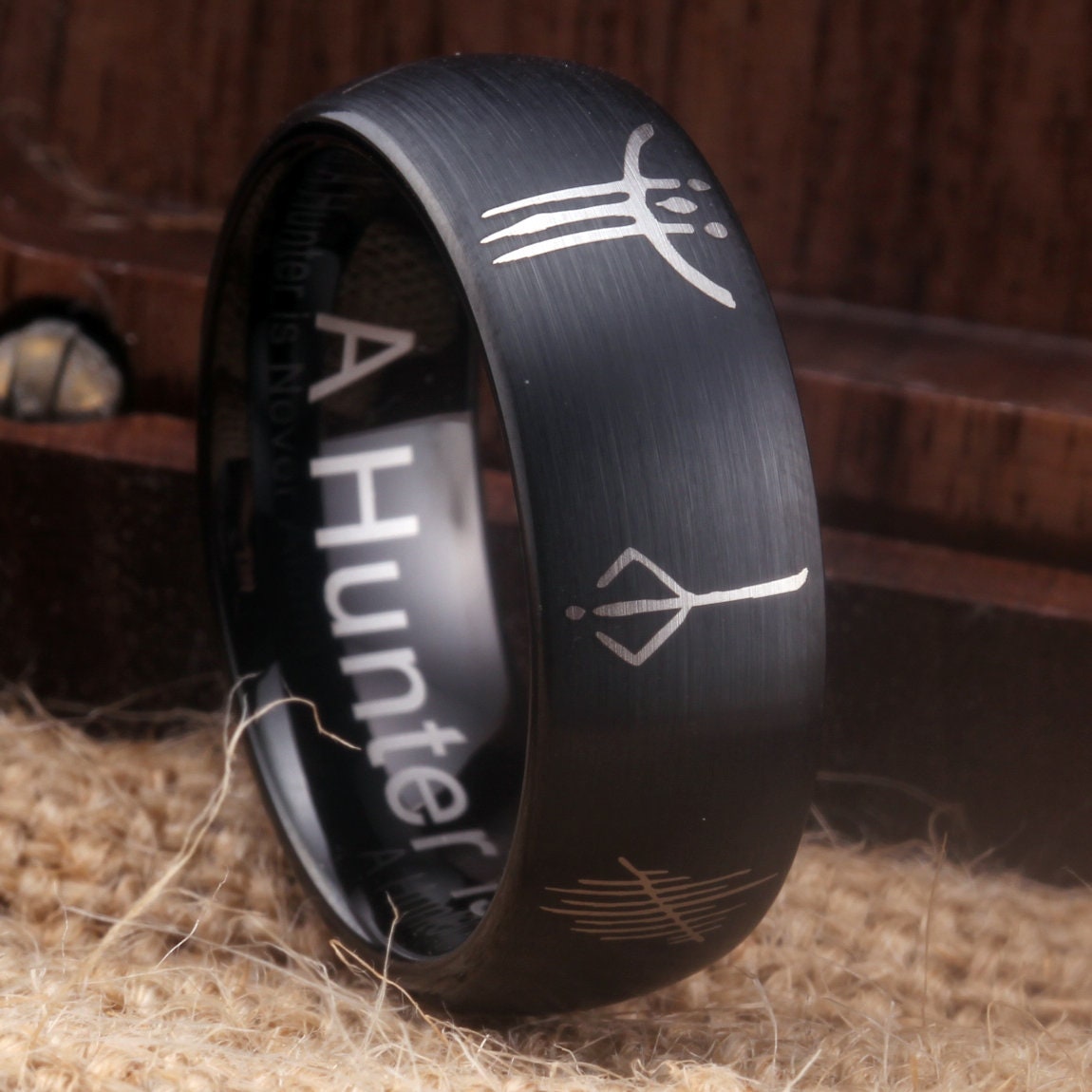 Black Wedding Game Ring Blood Borne Hunter Runes Tungsten Ring A Hunter ...