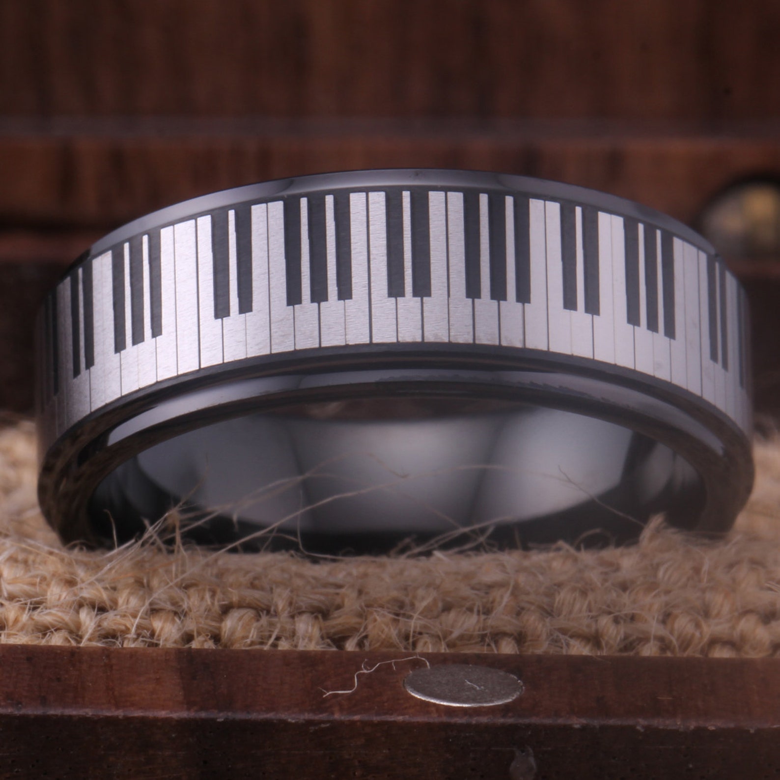 Piano Keys Ring Men's Piano Tungsten Ring Black Tungsten - Etsy