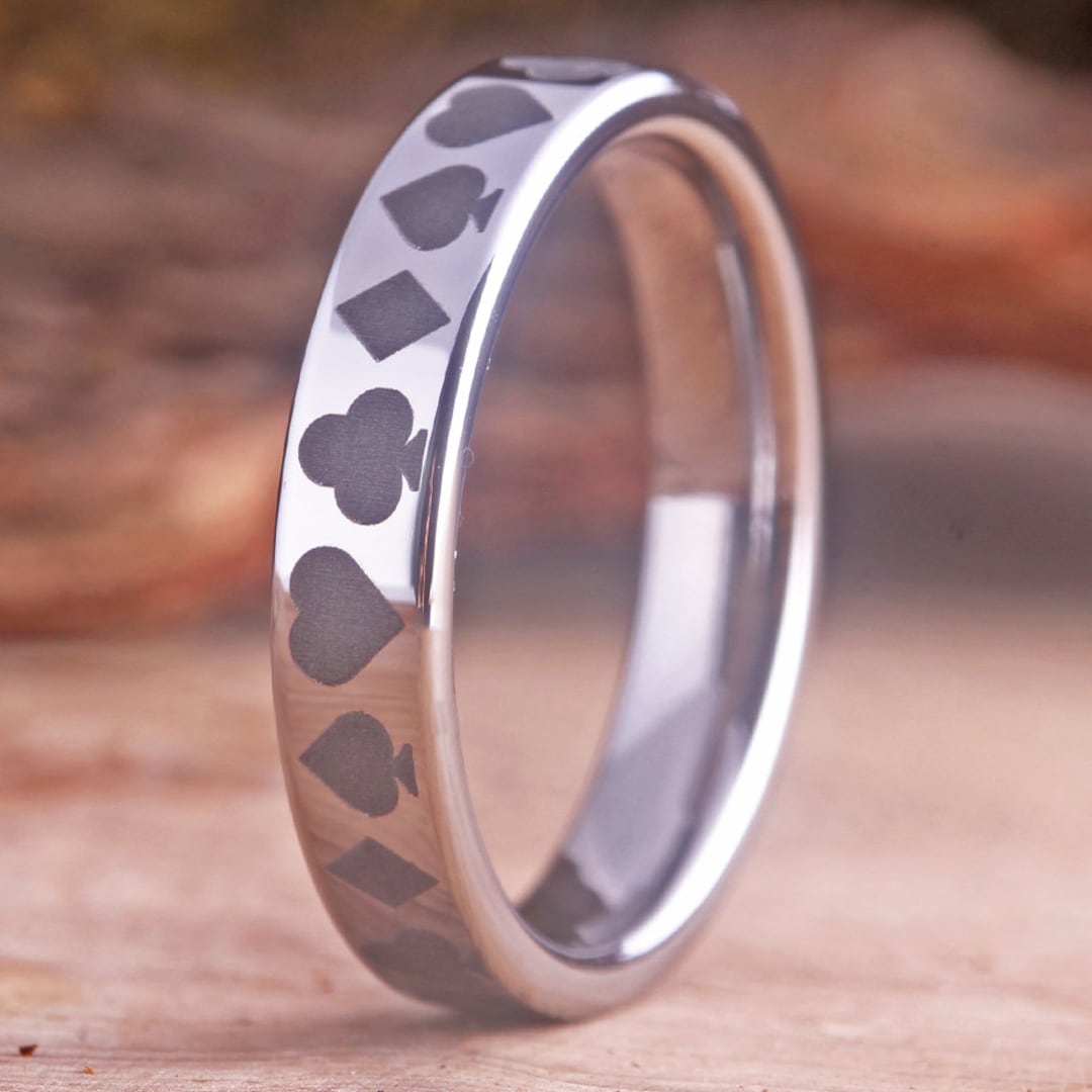 Poker Wedding Ring,playing Cards Suits Ring Ring for Women 4MM Width ...