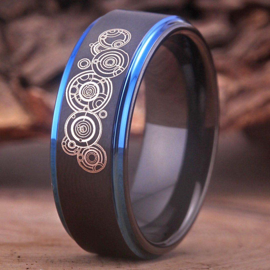 Doctor Who Time Lord Wedding Band Tungsten Ring Gallifreyan Ring ...
