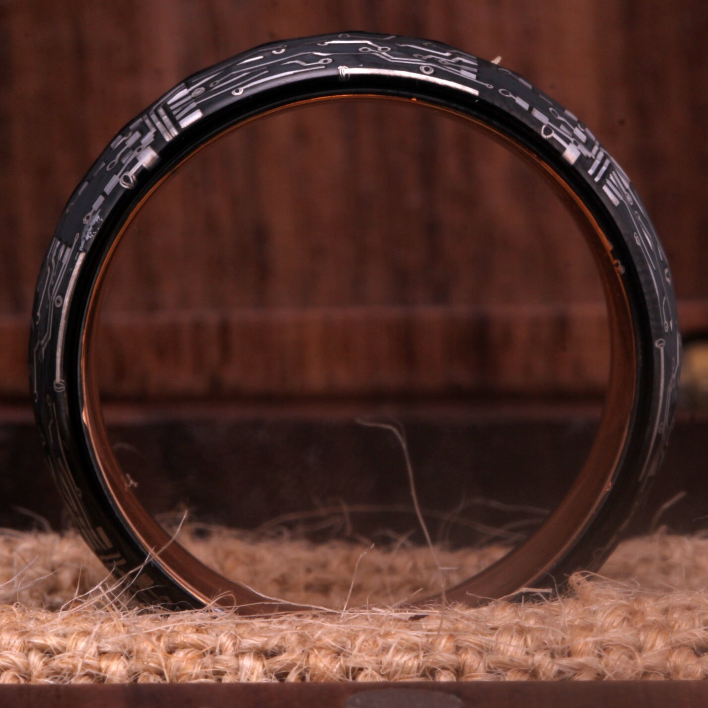 Black Wedding Ring Circuit Board Design 8mm Black Hammered | Etsy