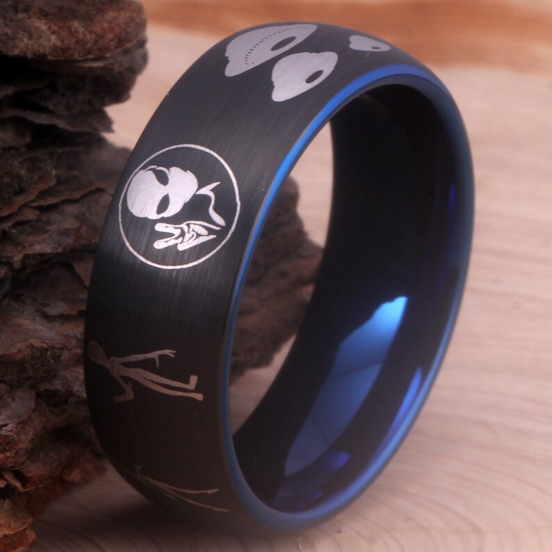Alien Ring UFO Ship Pattern Engraved Tungsten Carbide Ring | Etsy