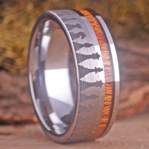 Chess Band Ring Chess Ring Chess Pieces Ring KOA Wood Tungsten Band ...