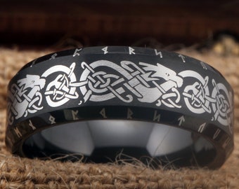 Rune Engraving Ring - Etsy