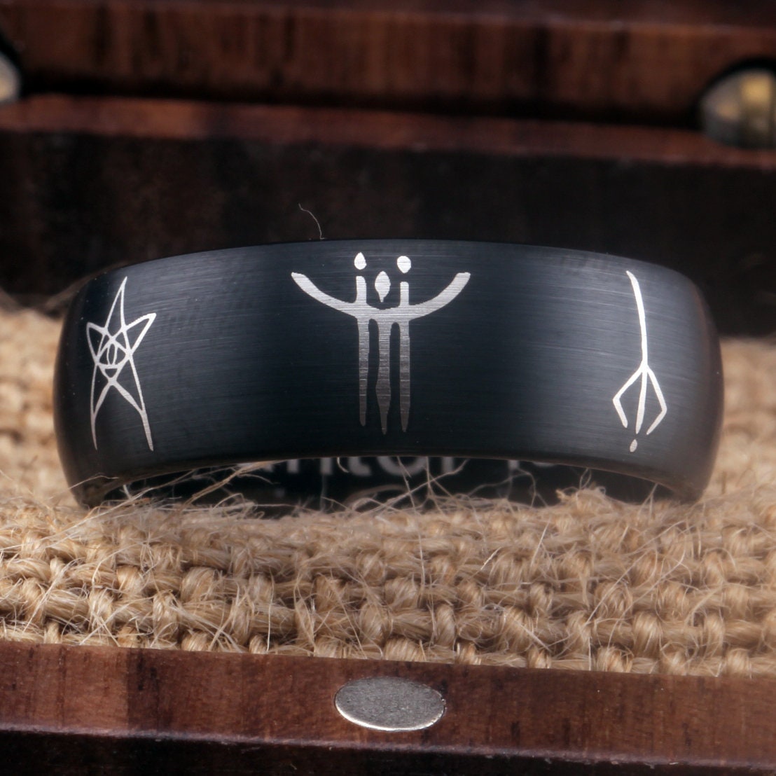 Black Wedding Game Ring Blood Borne Hunter Runes Tungsten Ring | Etsy