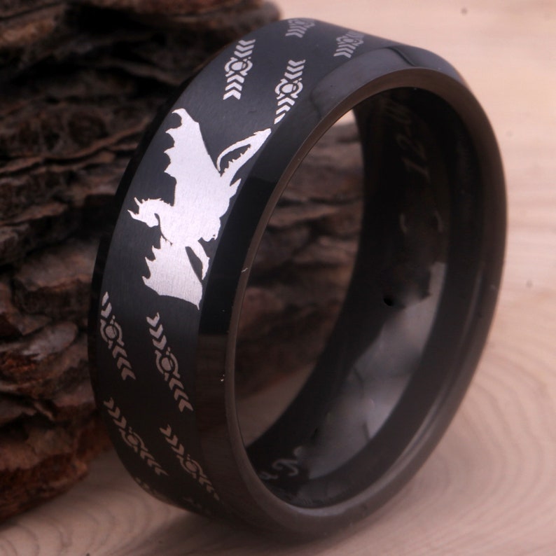 Monster Hunter World Ring the Fatalis Dragon Ring Black Tungsten ...