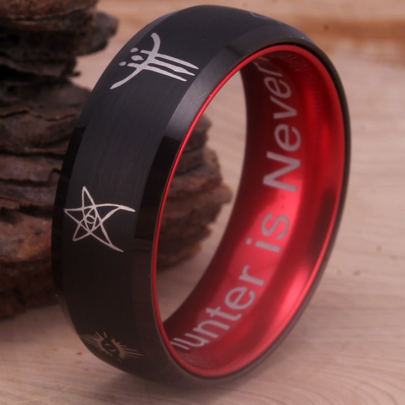 Black Ring Red Ring Blood Borne Hunter Runes Ring Black - Etsy