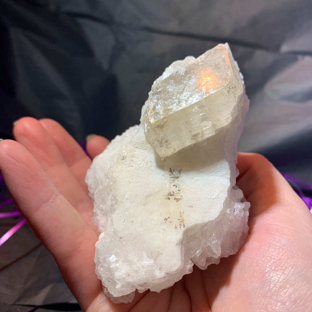 White Argonite Cluster With Calcite on Bottom - Etsy