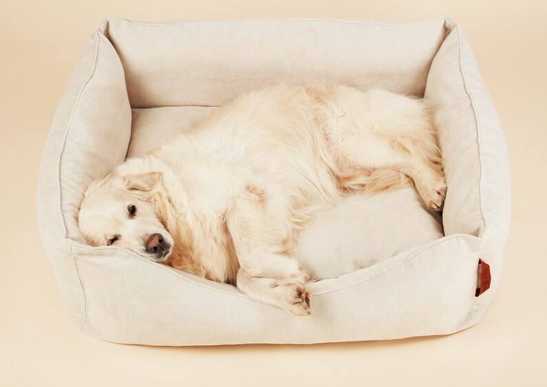 White Dog Bed With Removable Cover and High Sides for Small | Etsy