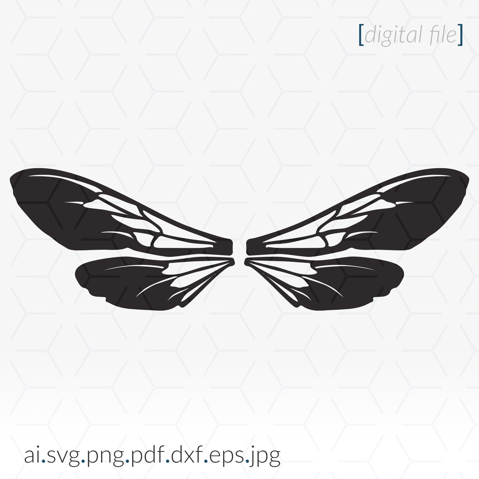 Wasp Wings SVG File for Printing and Cutting Projects, Wings Stencil ...
