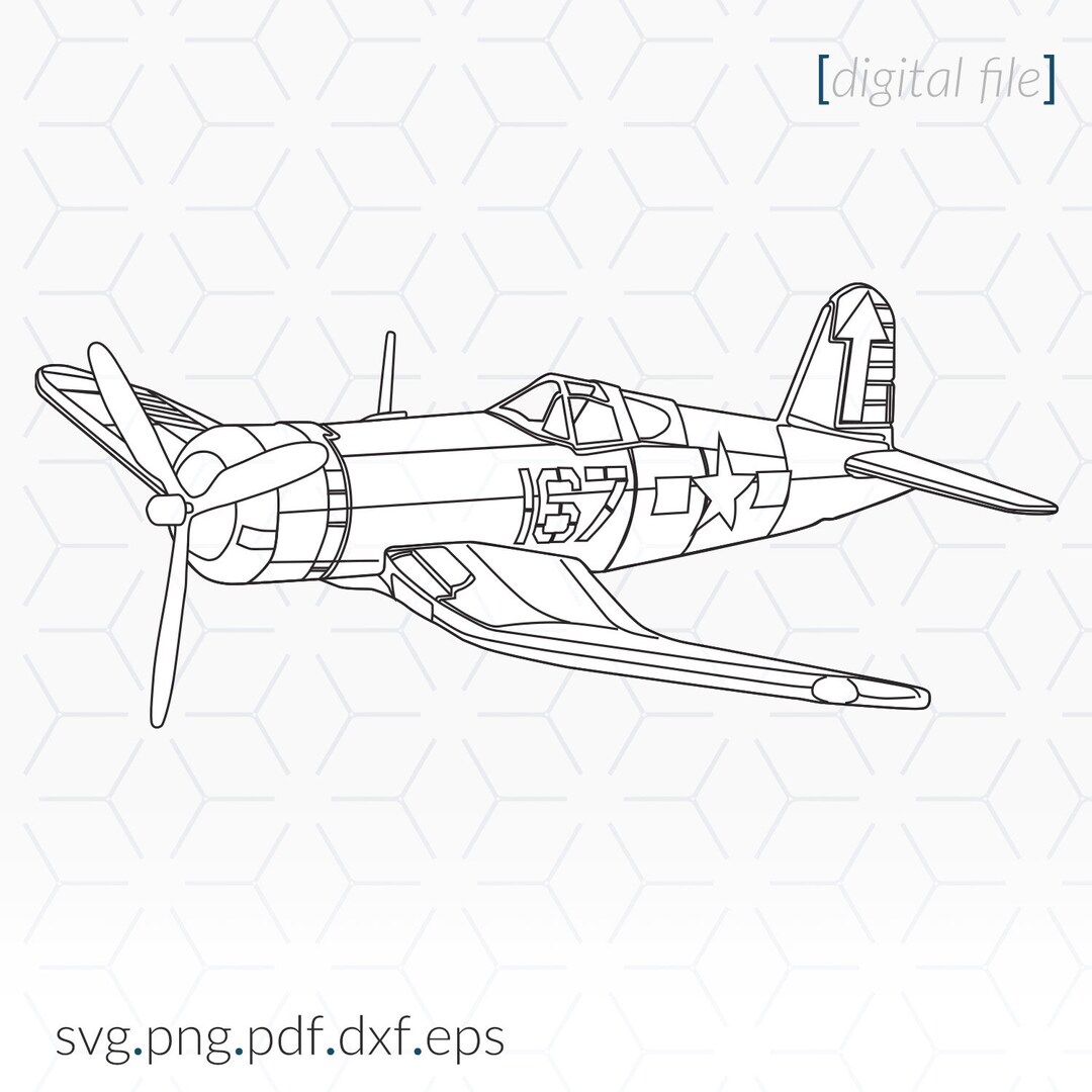 Corsair Line Drawing SVG File, Corsair Plane SVG, Corsair Clip Art ...