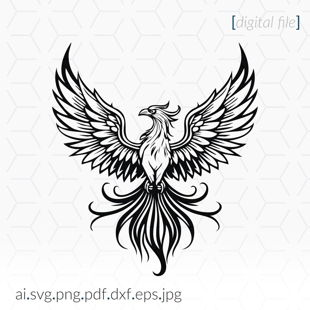 Phoenix SVG File for Cricut – Mythical Fire Bird Cut File, Silhouette ...
