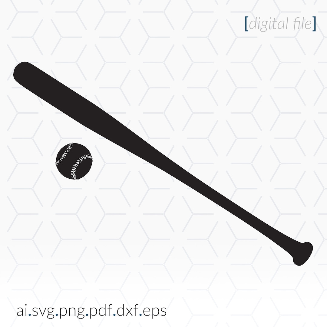 Baseball Bat and Ball Silhouette SVG File for Cutting and Printing ...