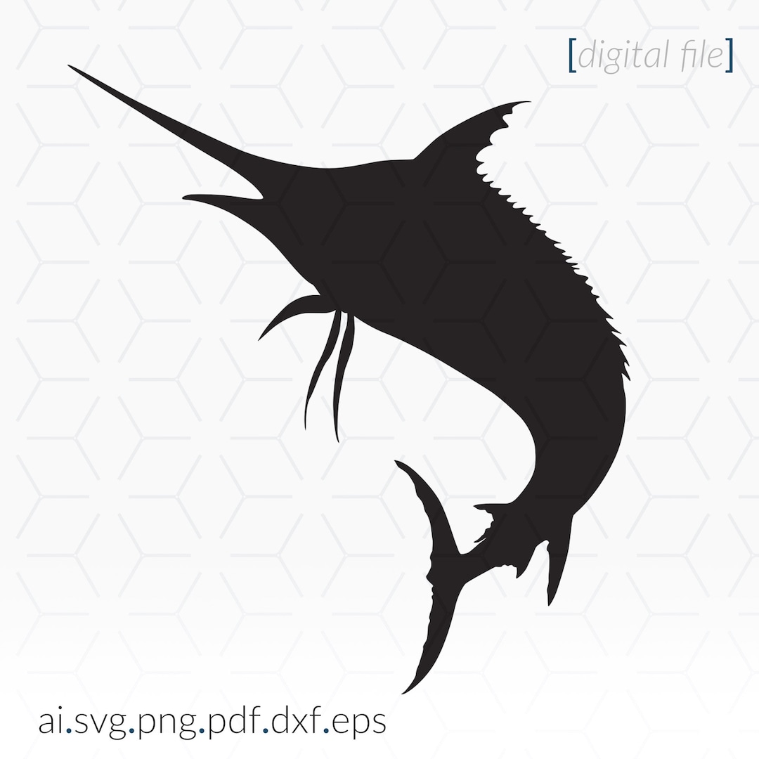 Marlin SVG File for Cutting Machines, Swordfish Silhouette, Blue Marlin ...
