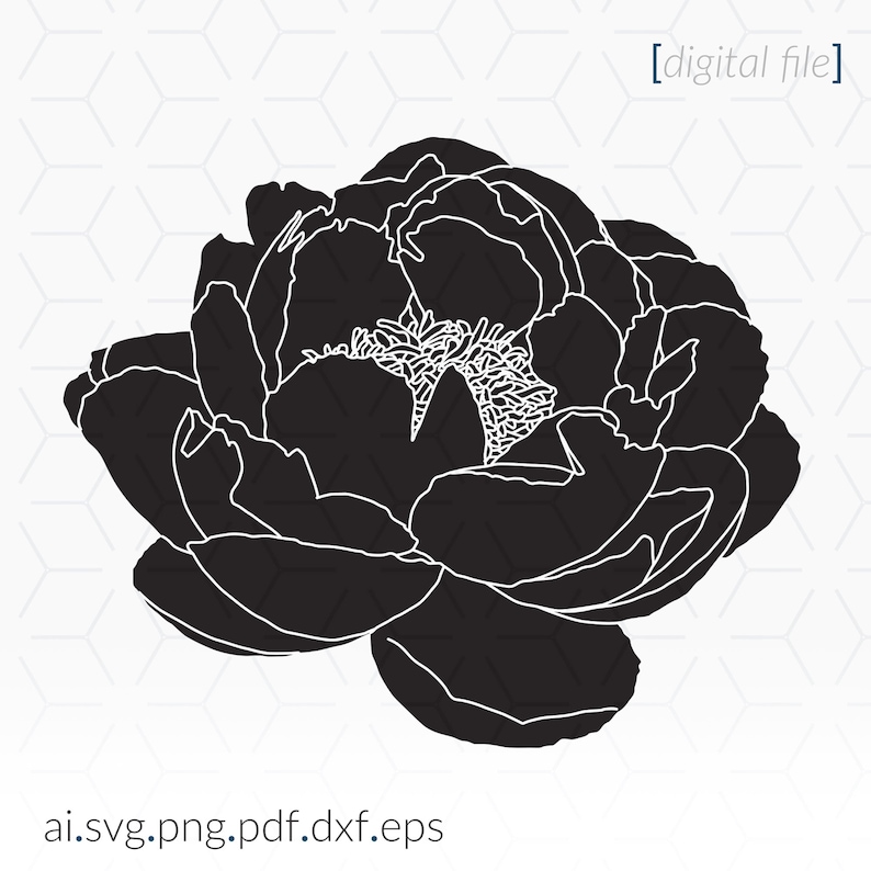 Peony Silhouette SVG File for Cutting and Printing Projects | Etsy