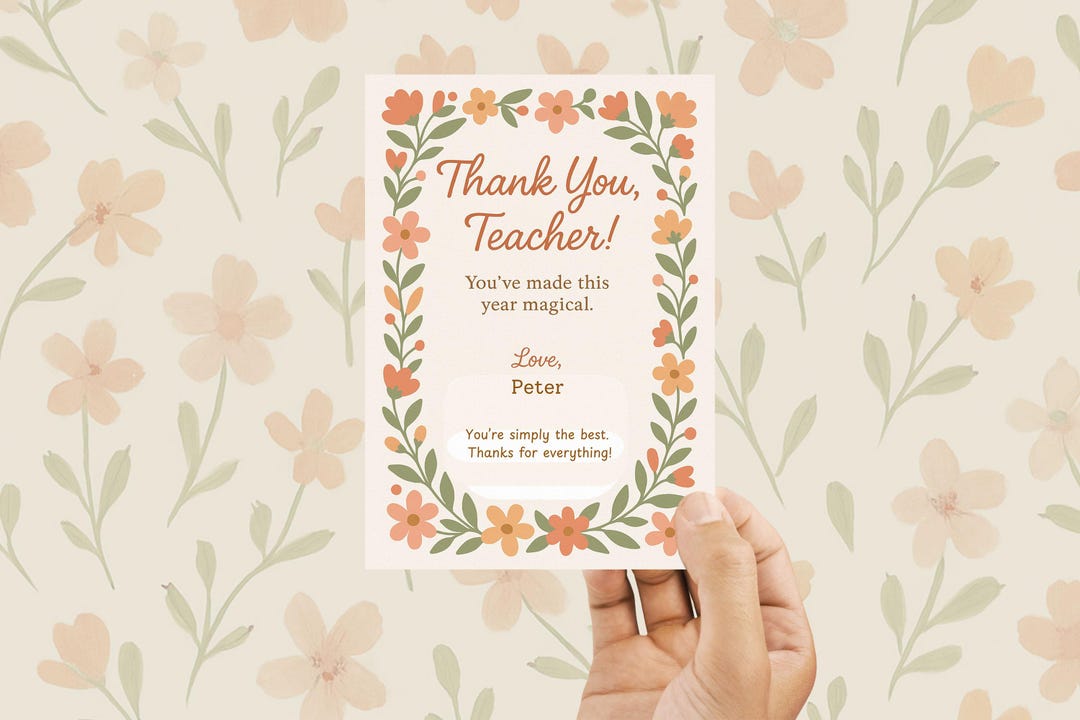 Editable Teacher Thank You Card – Canva Template + Printable PDF | End ...