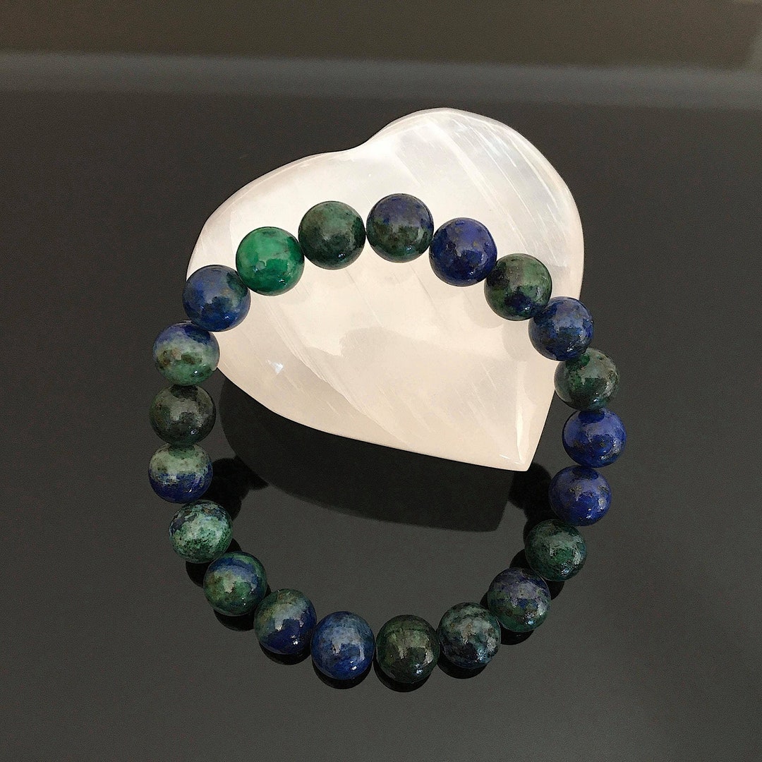 Bracelet azurite 8 mm Communication Aperçu Intelligence Intuition ...