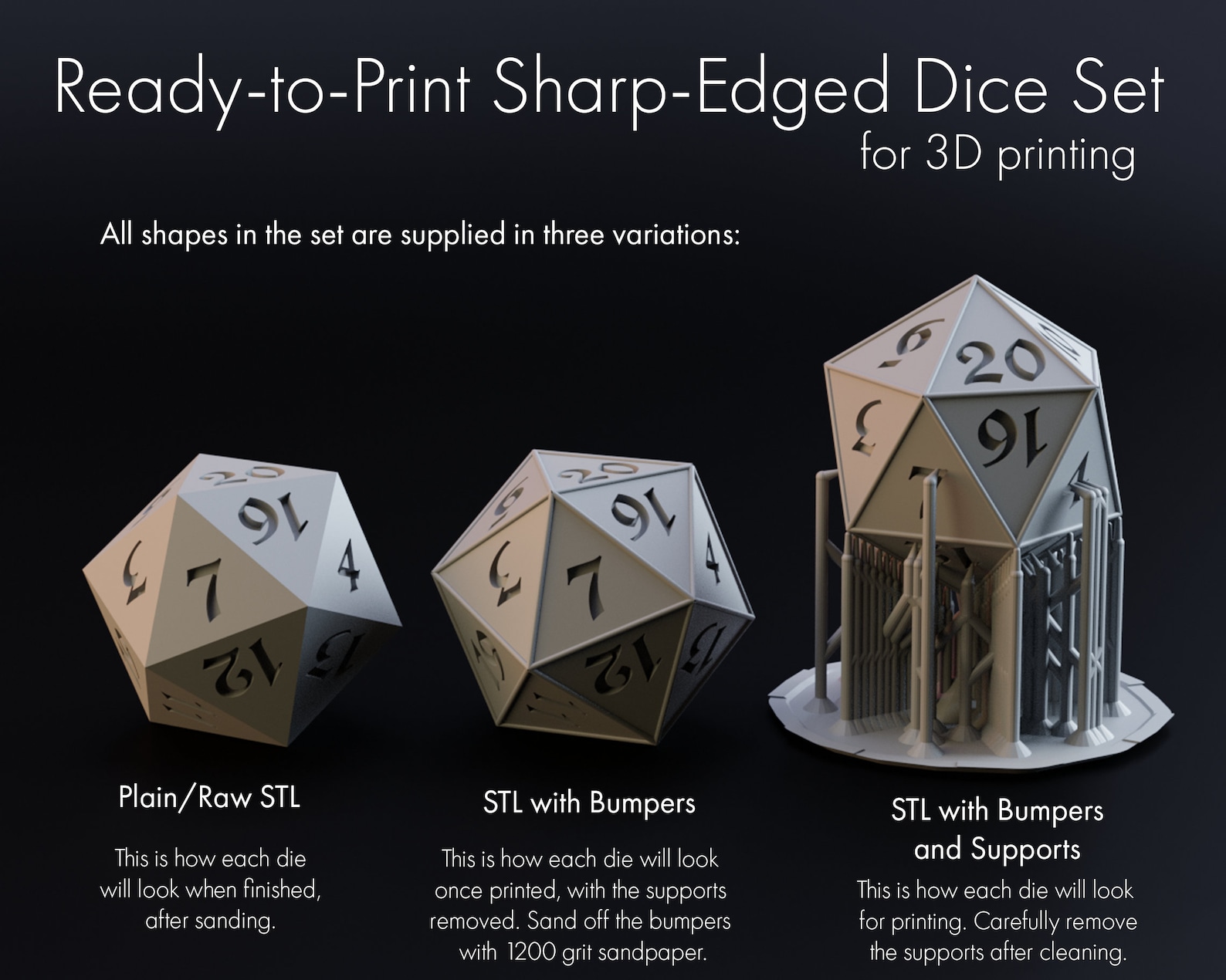 Ready-to-print Sharp-edged Dice Set for 3D Printing - Etsy Canada
