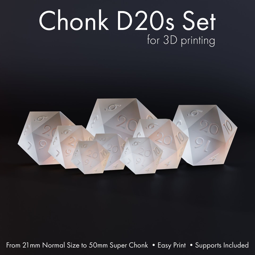 Sharp-edge D20 STL Files Set - D20 Chonk, D20 Master, 3D Printable File ...