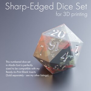 Ready-to-print Sharp-edged Dice Set for 3D Printing (average/normal ...