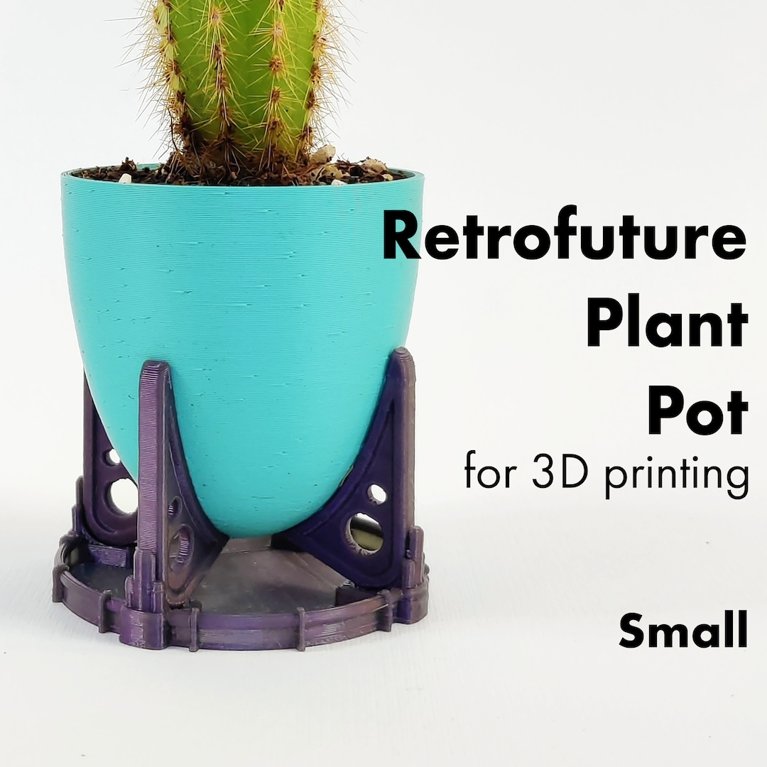 Retrofuturistic Small Plant Pot: 3D Printable STL, Gift for Plant Lover ...