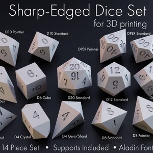 Ready-to-print Sharp-edged Dice Set for 3D Printing (average/normal ...