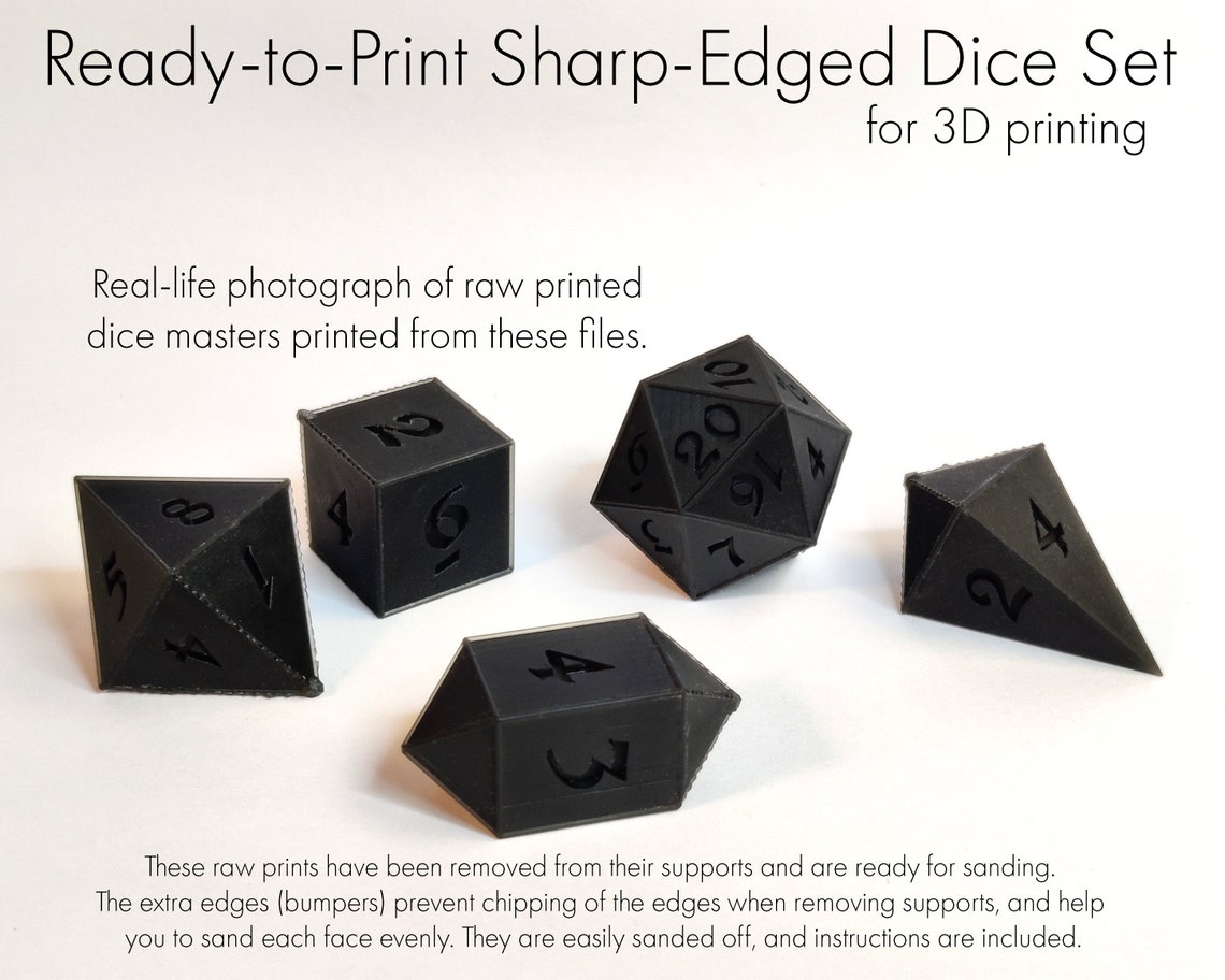 Ready-to-print Sharp-edged Dice Set for 3D Printing - Etsy Canada