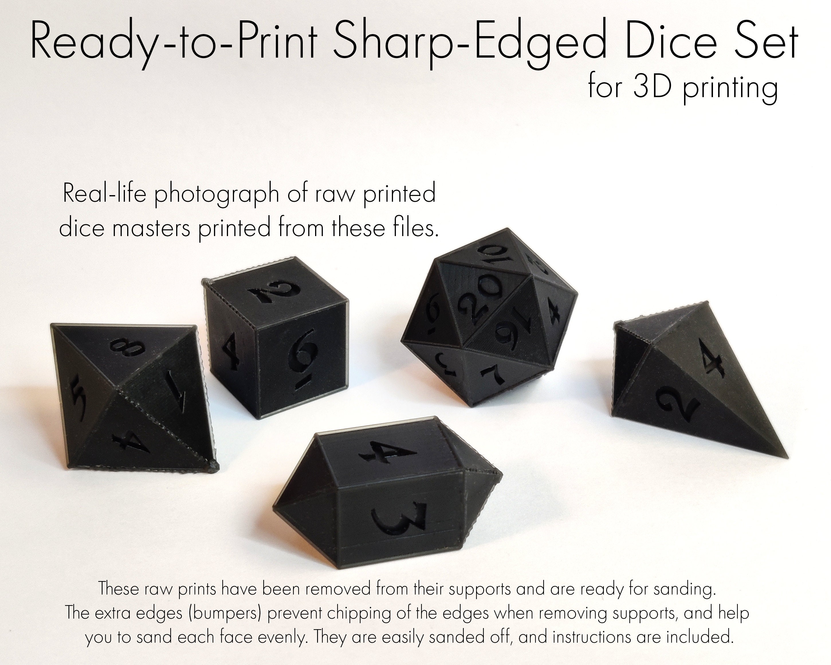 Ready-to-print Sharp-edged Dice Set for 3D Printing - Etsy Canada