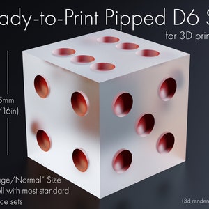 3D Printable Pipped D6 Set: Set of 8, Sharp-edged Pipped Dice, Stls for ...
