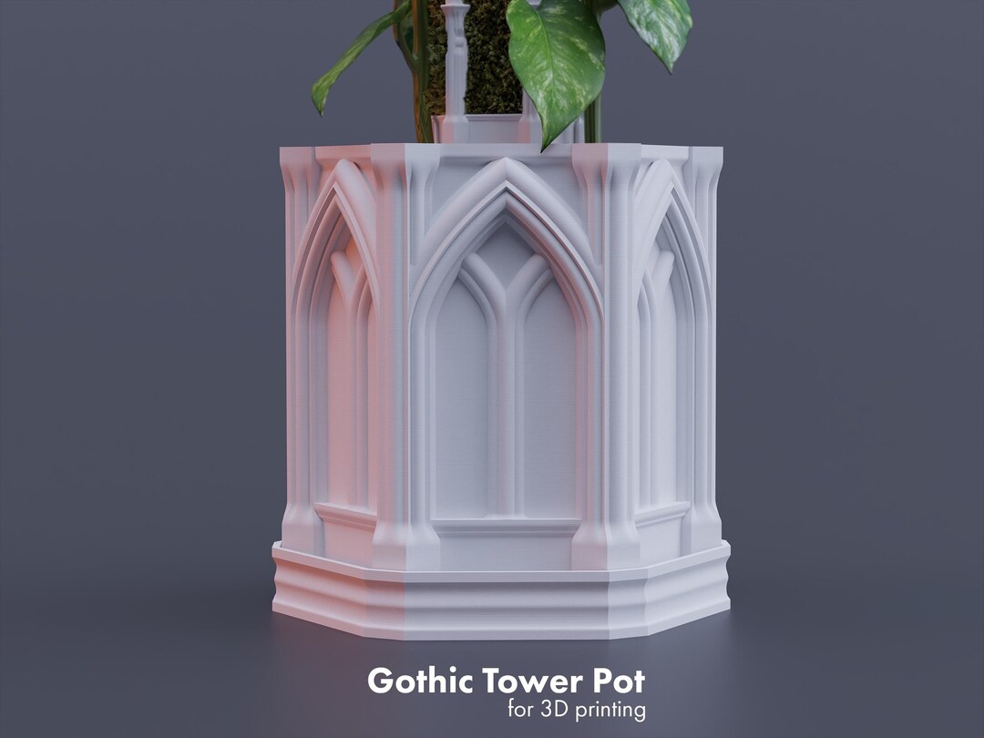 Gothic Tower Pot Stls for 3D Printing, Matches Gothic Tower Moss Pole ...