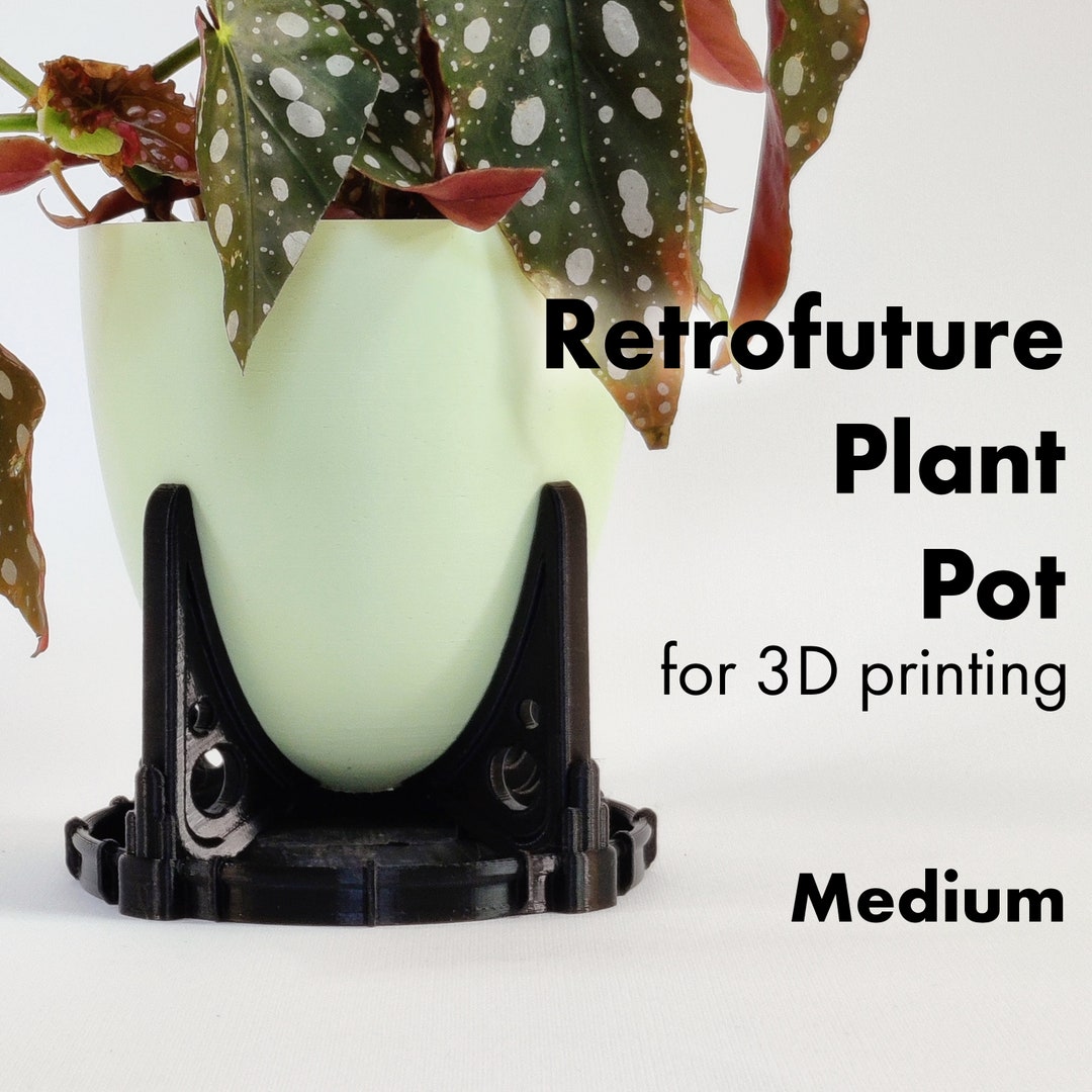 Retrofuturistic Medium Plant Pot: 3D Printable STL, Gift for Plant ...