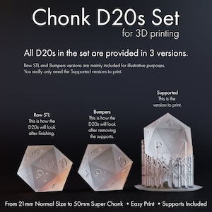 Sharp-edge D20 STL Files Set - D20 Chonk, D20 Master, 3D Printable File ...