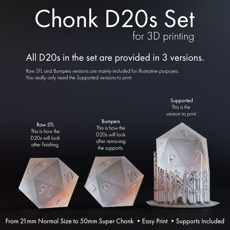 Sharp-edge D20 STL Files Set - D20 Chonk, D20 Master, 3D Printable File ...