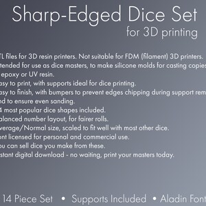 Ready-to-print Sharp-edged Dice Set for 3D Printing (average/normal ...