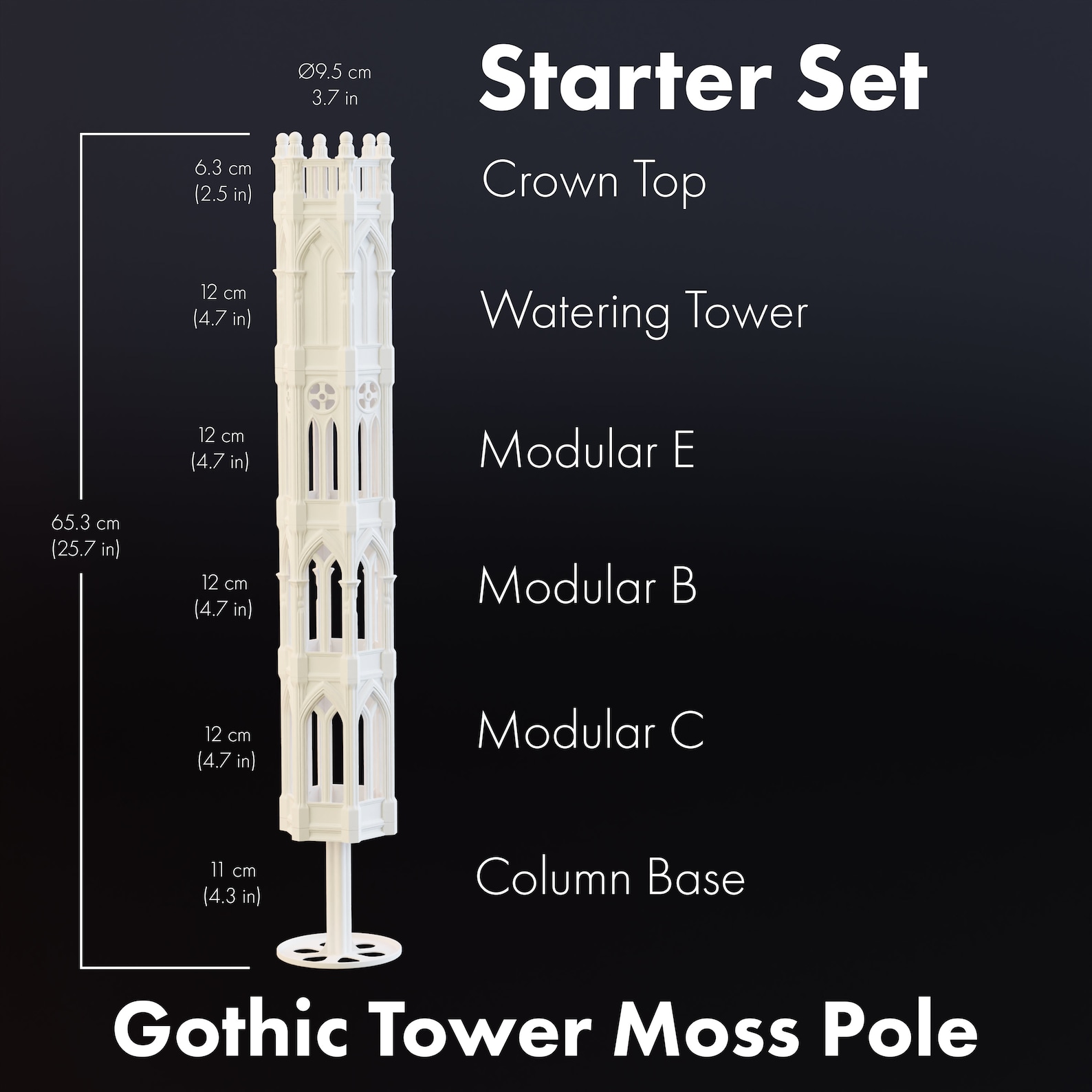 Gothic Tower Stackable Moss Pole, Plant Totem, 3D Printed Modular Self-watering Pole, Climbing ...