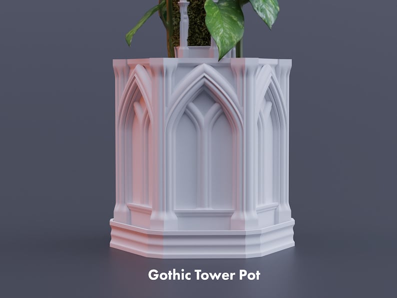 Gothic Tower Pot, Matches Gothic Tower Moss Pole, Houseplant Pot With ...
