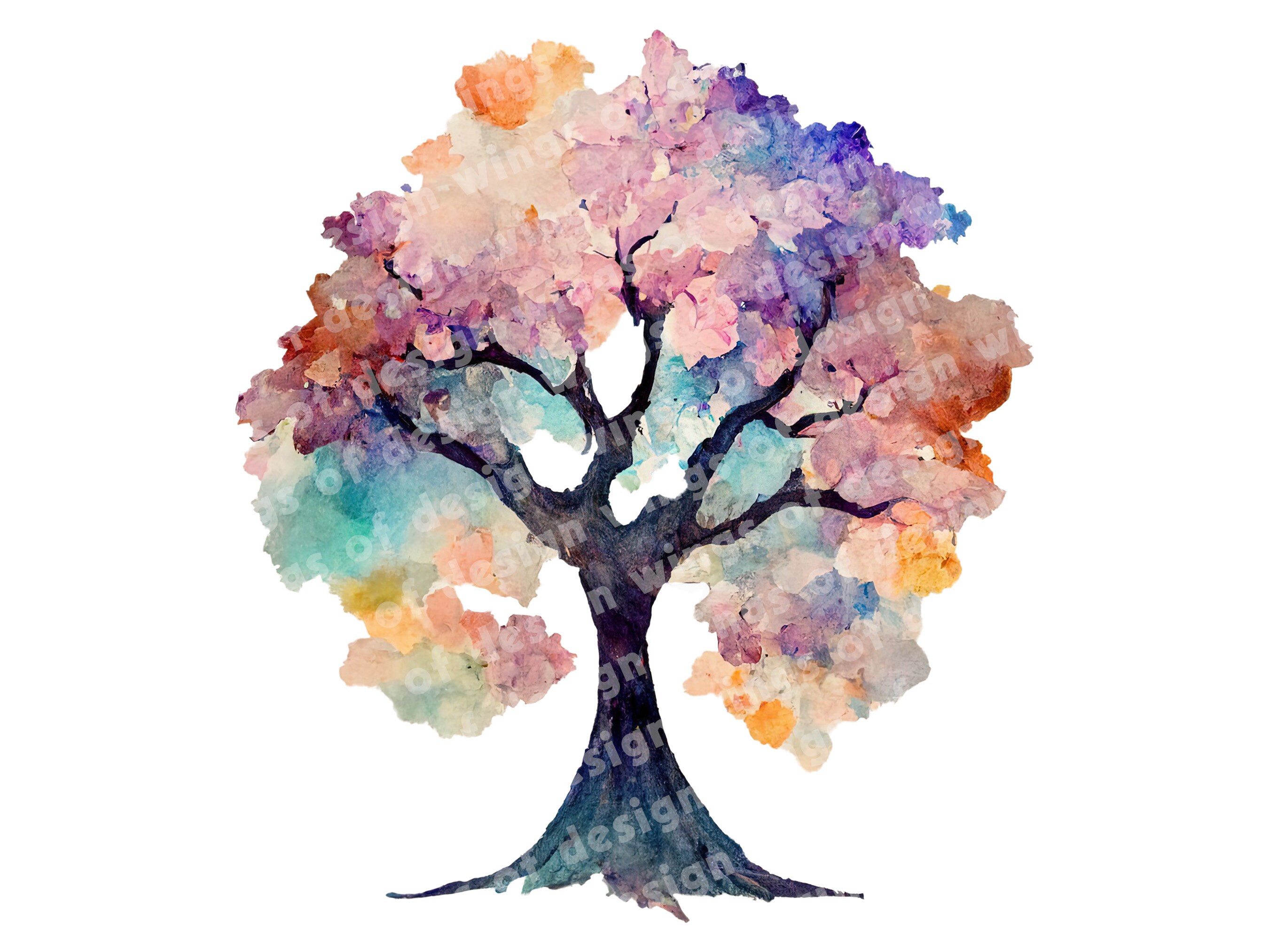 Watercolor Tree Clipart Illustration Downloadable PNG File, Transparent ...