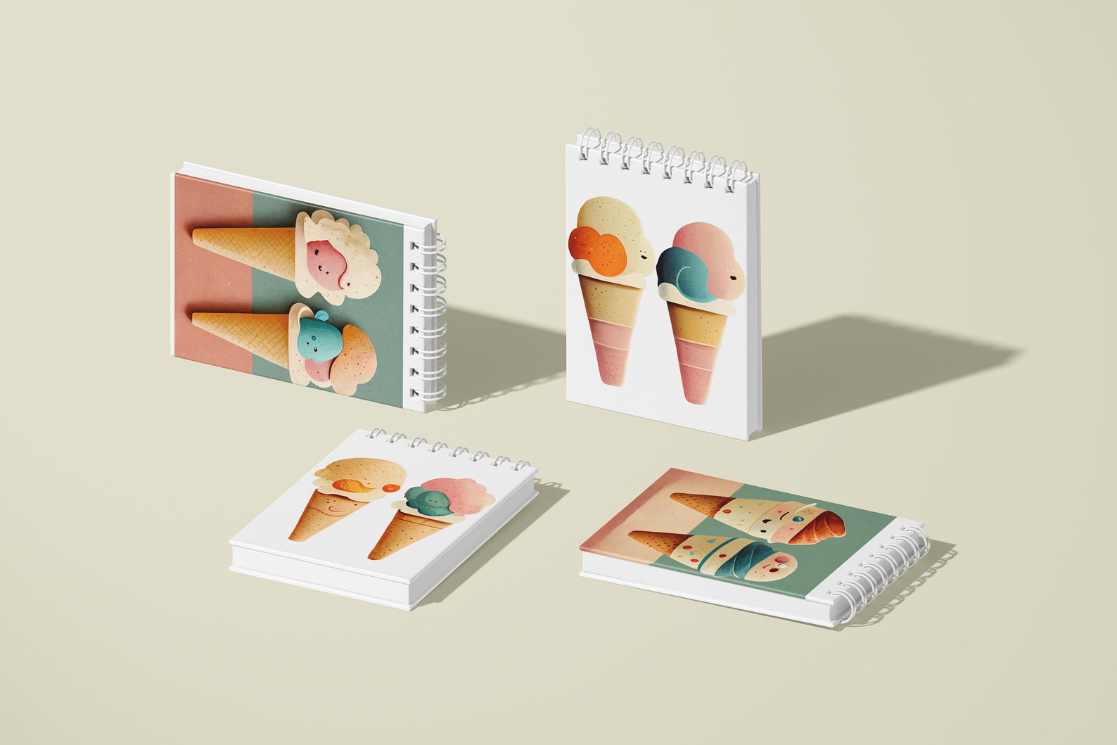 Funny Face Ice Cream Cone Clipart Illustration Bundle - Etsy