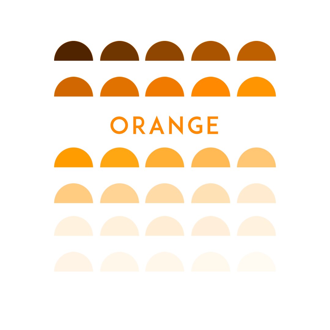 Orange Procreate Swatch Color Palette 30 Orange Color Tones - Etsy