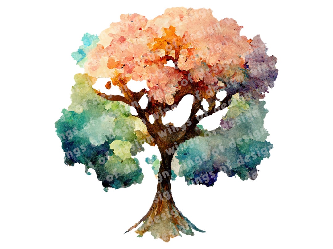 Watercolor Tree Clipart Illustration Downloadable PNG File, Transparent ...