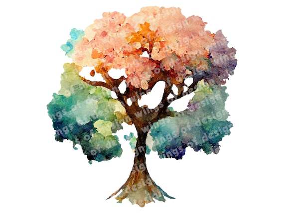 Watercolor Tree Clipart Illustration Downloadable PNG File - Etsy