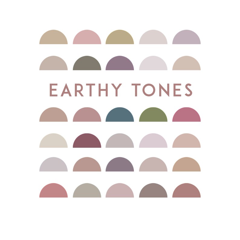Earthy Tones Procreate and Illustrator Swatch Color Palette 30 Light ...