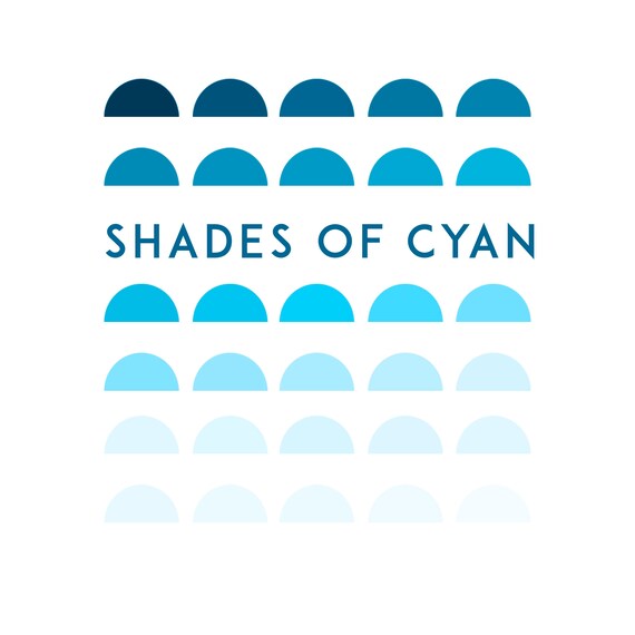 Shades of Cyan Procreate Swatch Color Palette 30 Cyan | Etsy