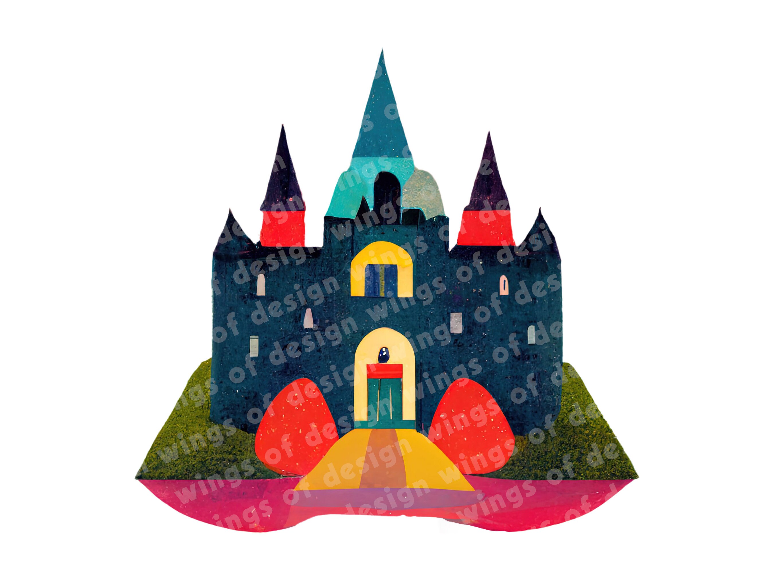 Cute Magical Castle Clipart Illustration Downloadable PNG File ...