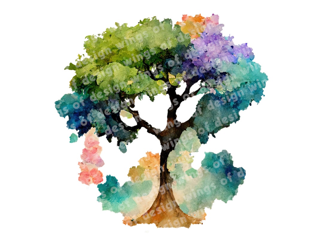 Watercolor Tree Clipart Illustration Downloadable PNG File, Transparent ...