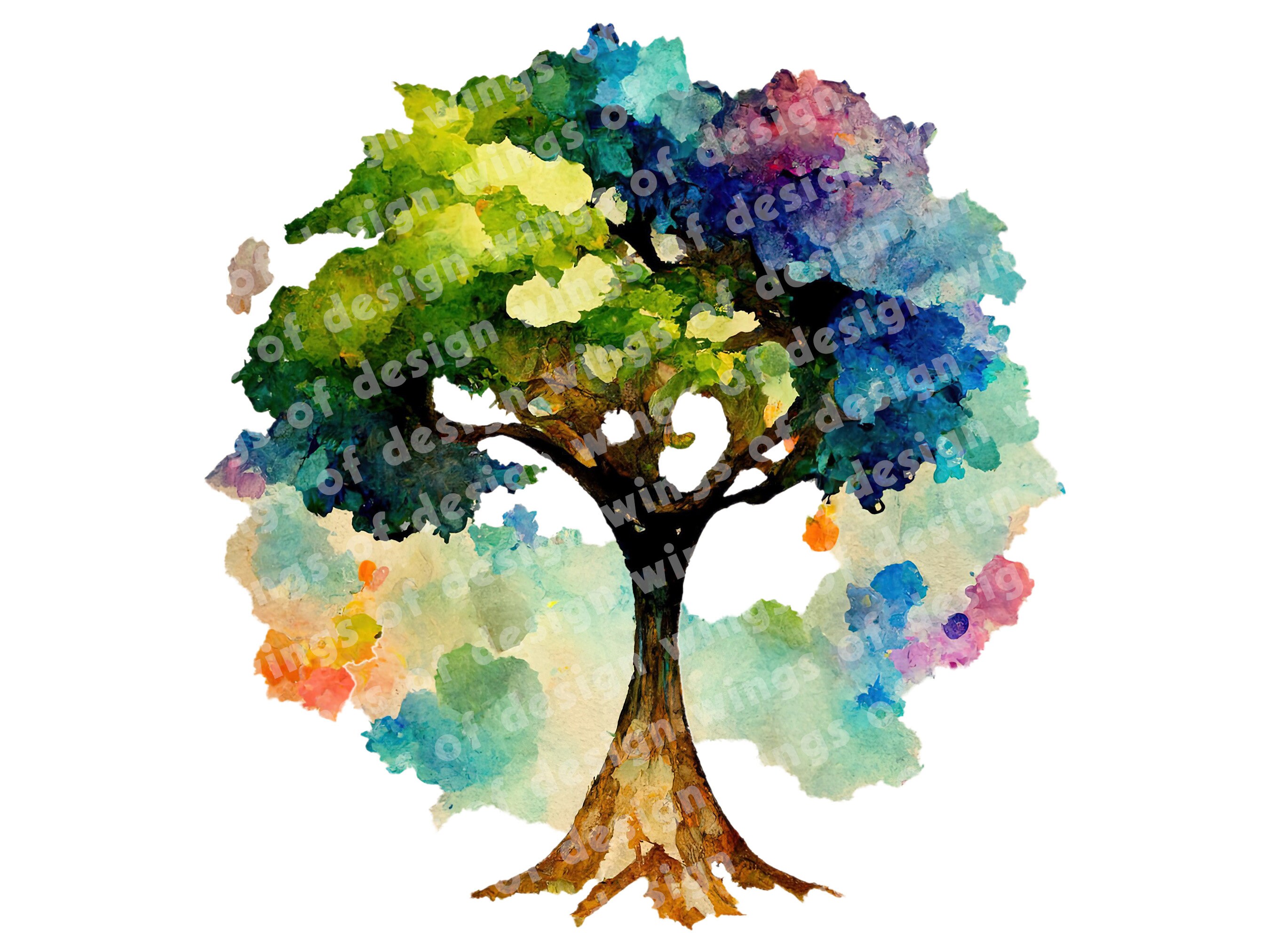 Watercolor Tree Clipart Illustration Downloadable PNG File, Transparent ...
